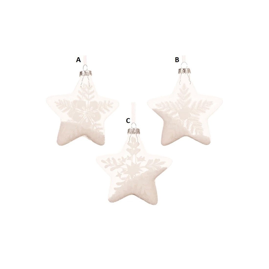 Glass White Snow Star Ornament – Christmas Place